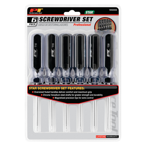 Performance Tool - 6 pc. Star Screwdriver Set - Screwdrivers