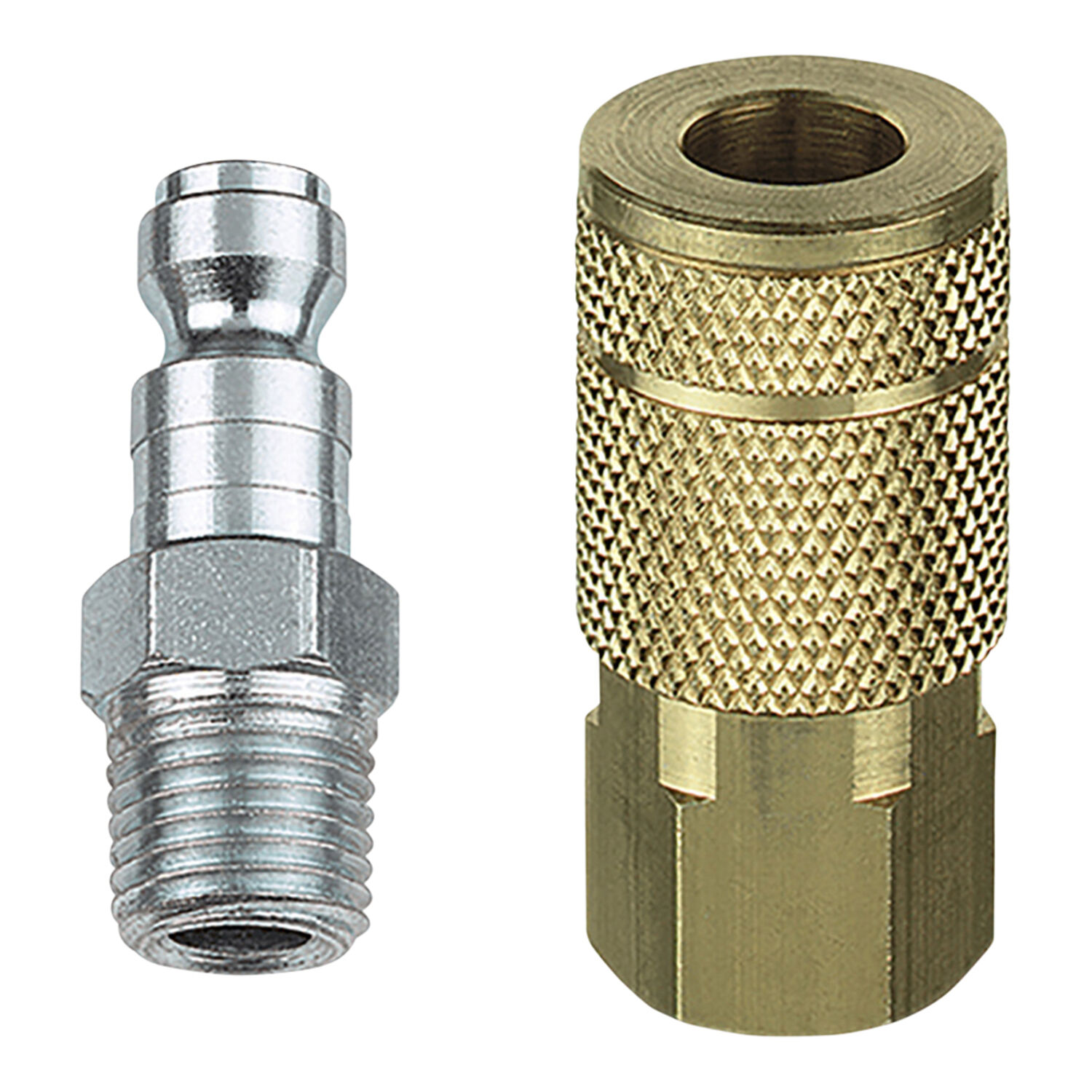 Tru-Flate 1/4in T Design x 1/4in NPT Steel Plug/Coupler Set - Couplers