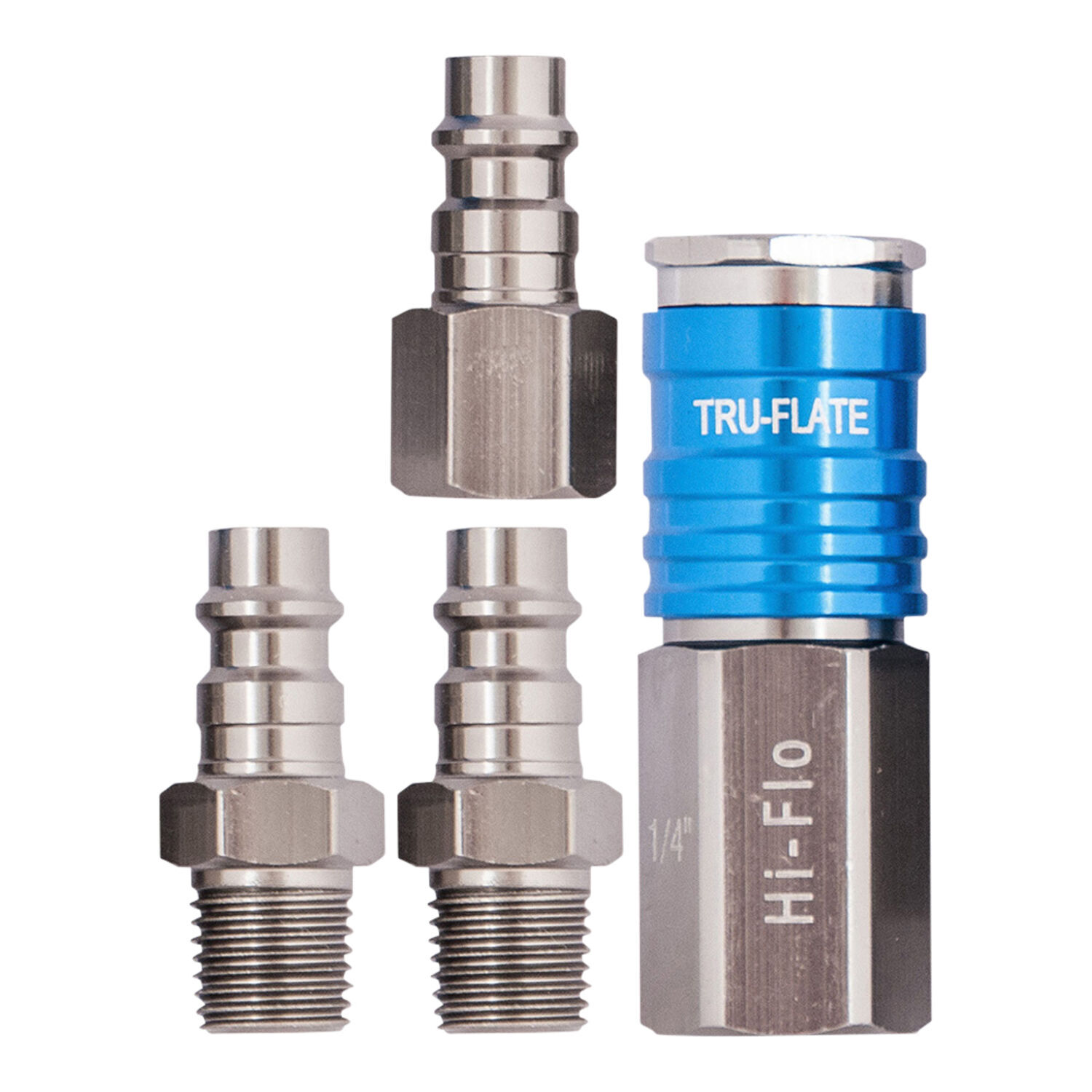 Tru-Flate 1/4" HI FLO Design x 1/4" NPT Aluminum Plug/Coupler Set - Couplers