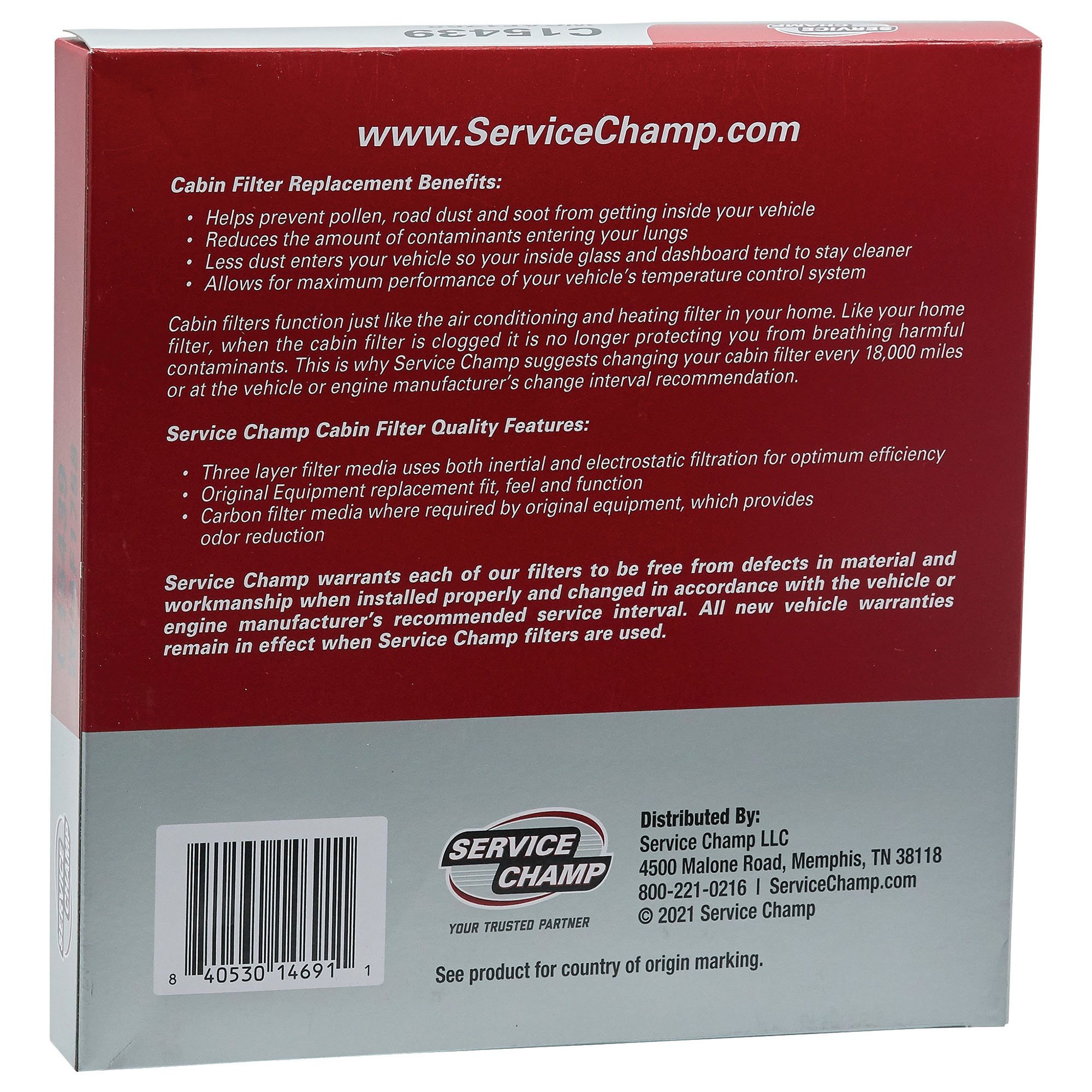Service Champ Cabin Filter - Service Champ