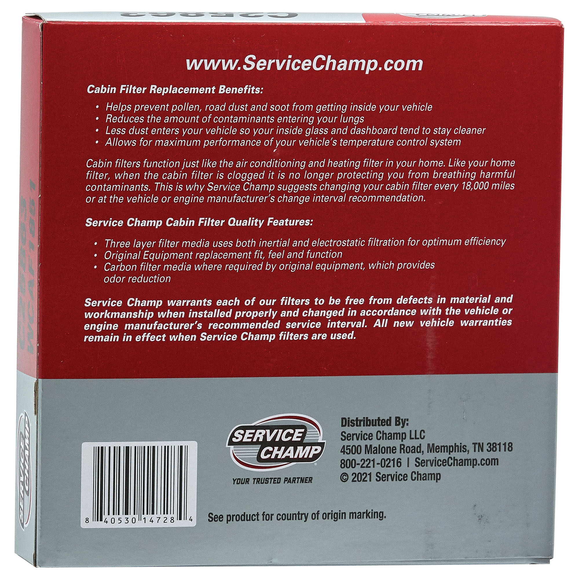 Service Champ Cabin Filter - Service Champ