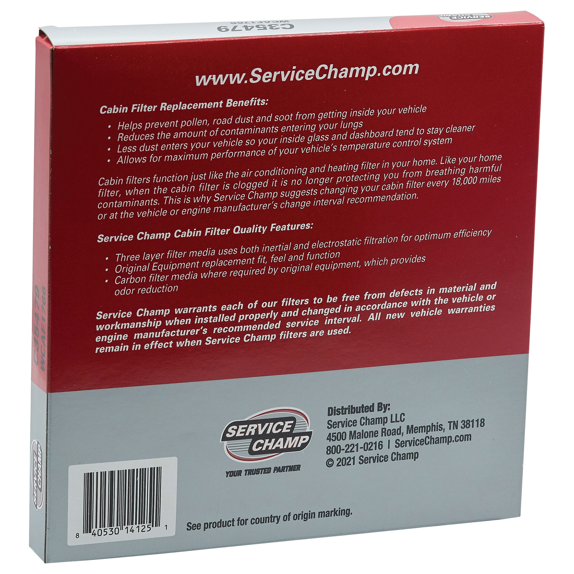 Service Champ Cabin Filter - Service Champ