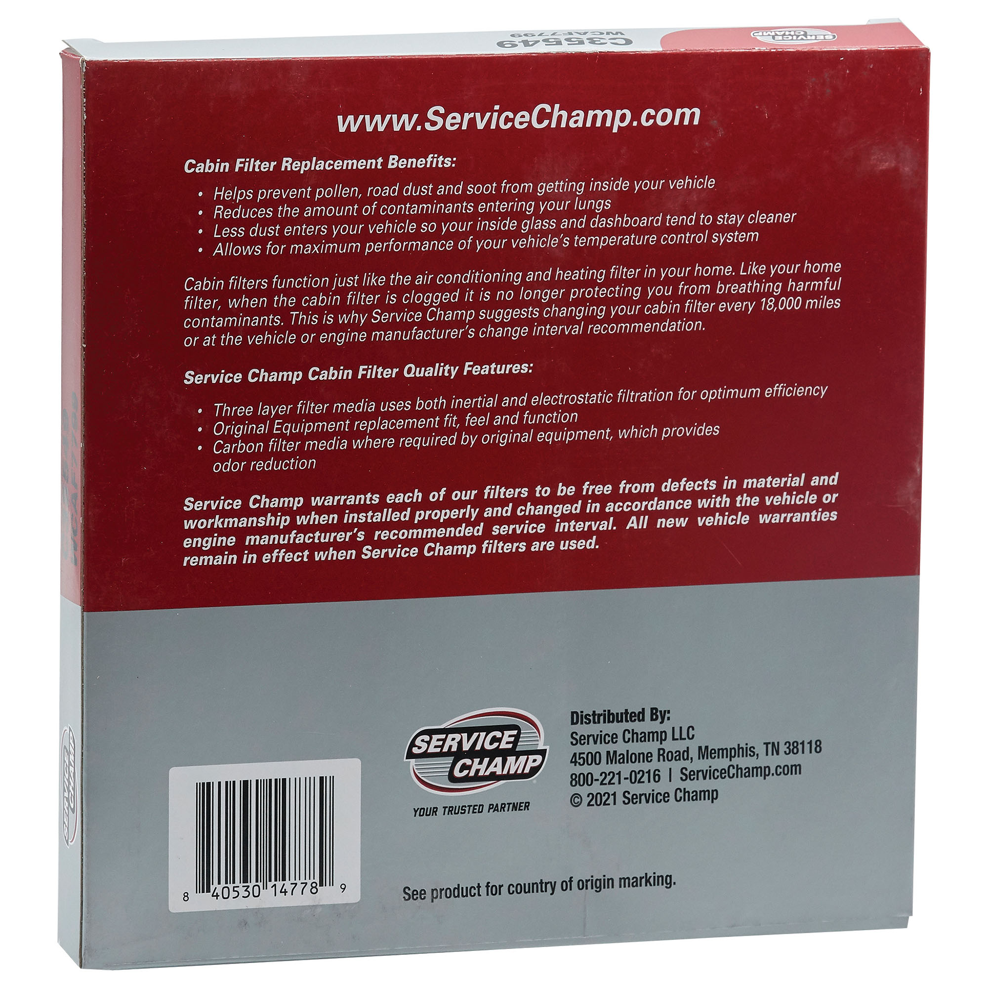 Service Champ Cabin Filter - Service Champ