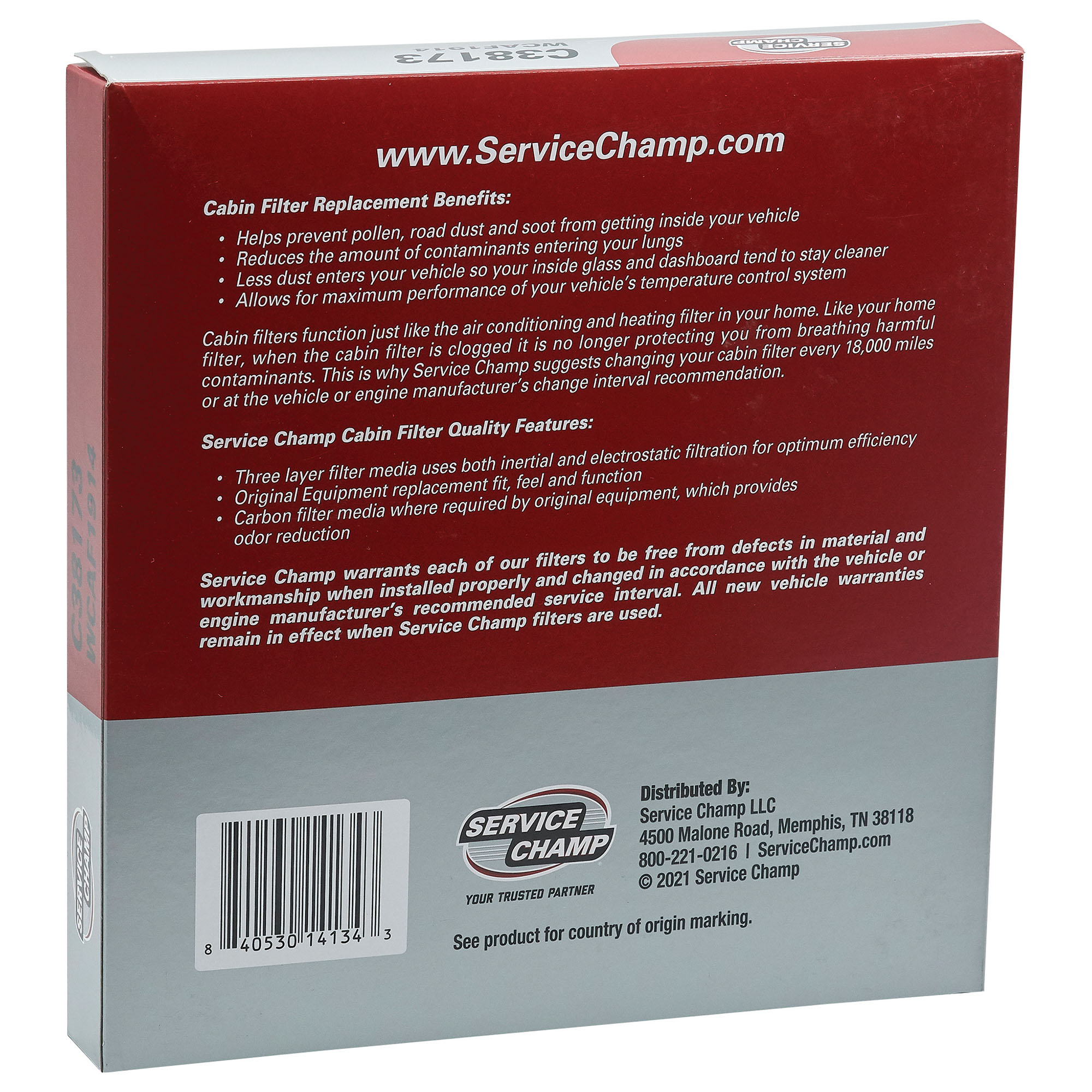 Service Champ Cabin Filter - Service Champ