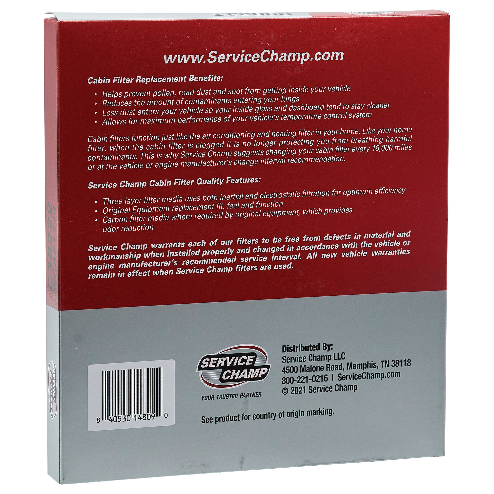 Service Champ Cabin Filter - Service Champ